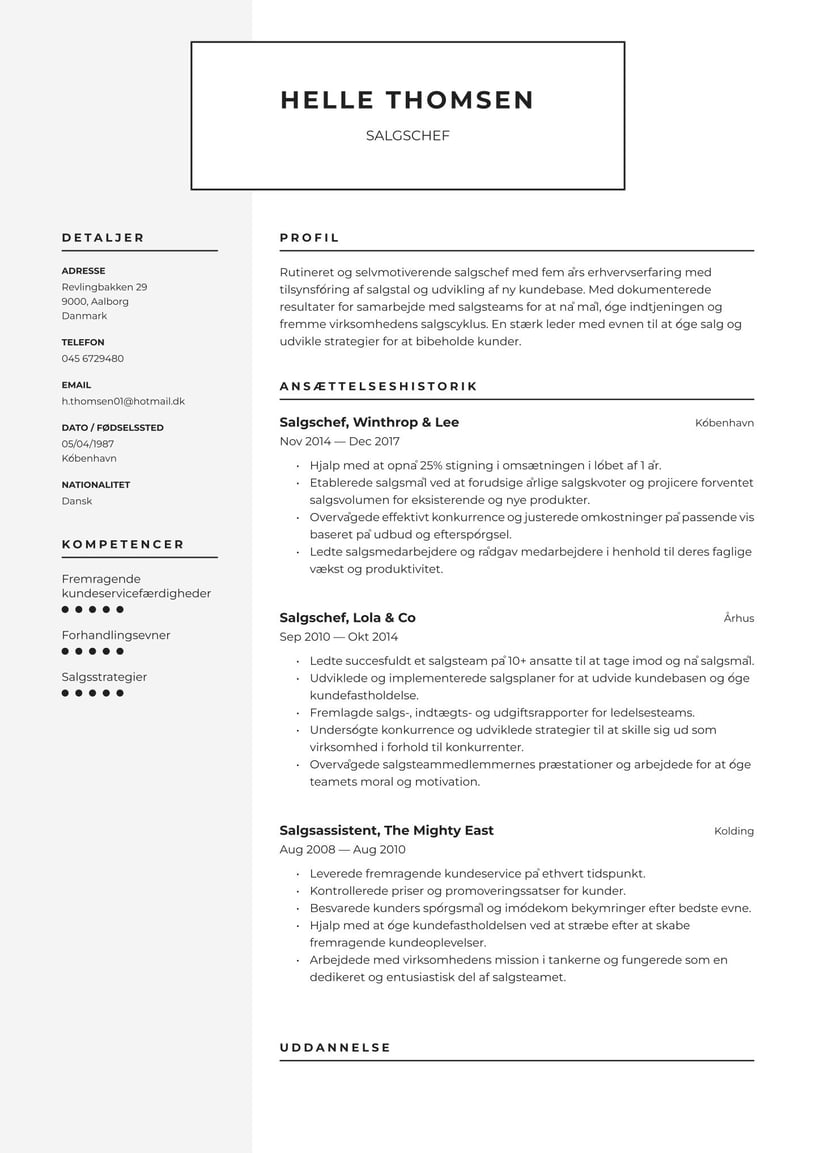 Opret dit jobvindende CV - (Gratis) Skabelon · CV.dk