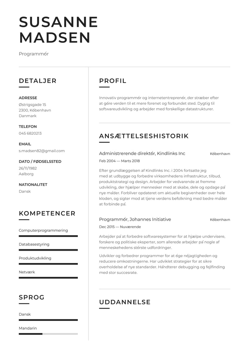 Opret dit jobvindende CV - (Gratis) Skabelon · CV.dk