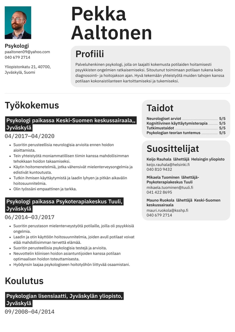 Luo oma voittoisa ansioluettelosi · Cvapp.fi