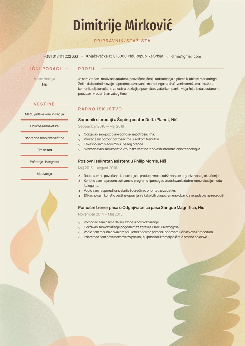 Besplatni kreator CV-jeva - napravite CV koji donosi posao · CVapp.rs