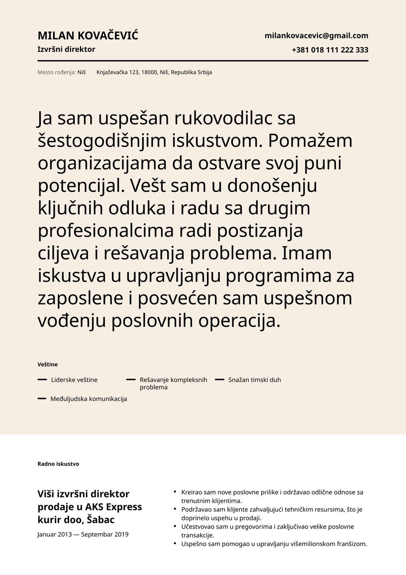 Besplatni kreator CV-jeva - napravite CV koji donosi posao · CVapp.rs