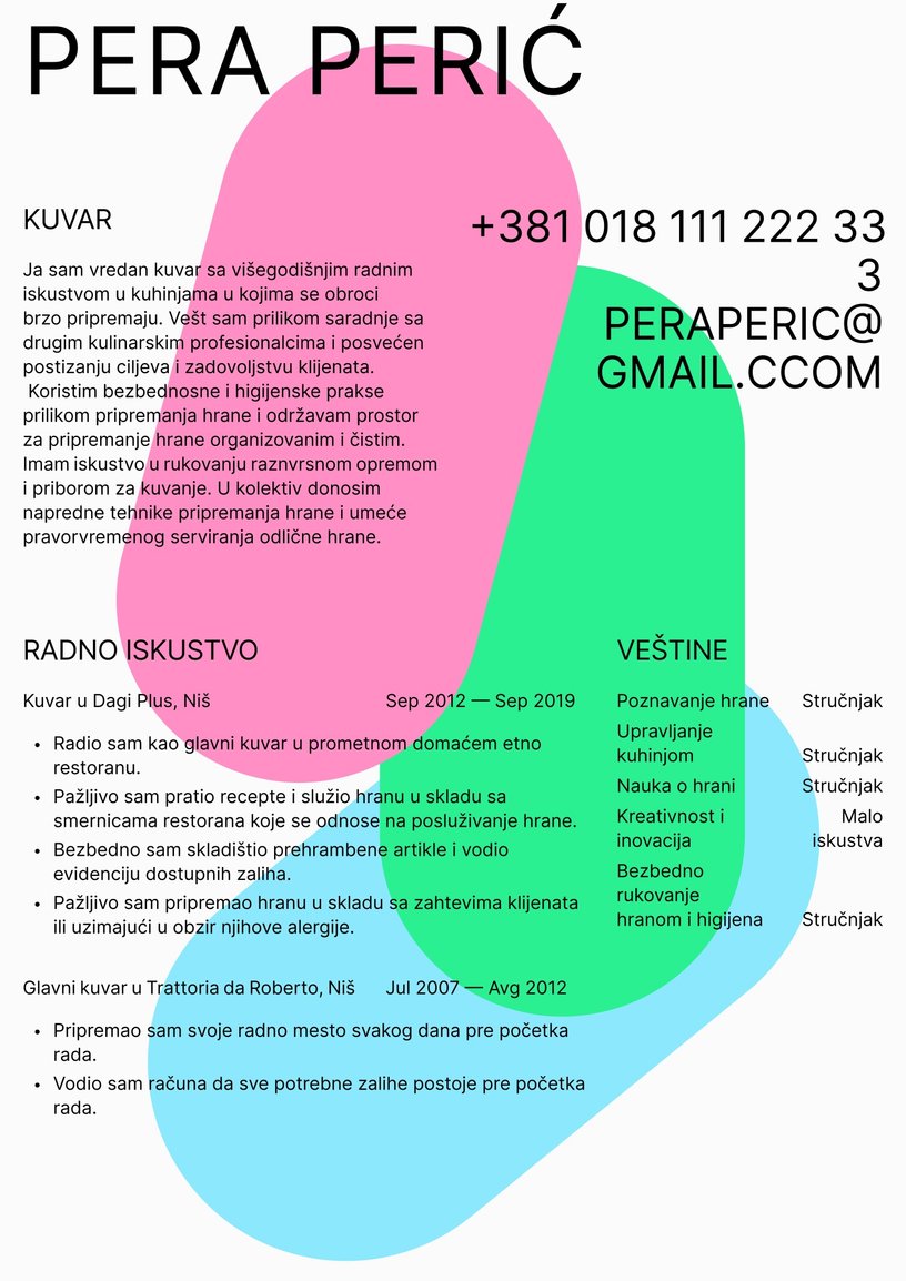 Besplatni kreator CV-jeva - napravite CV koji donosi posao · CVapp.rs