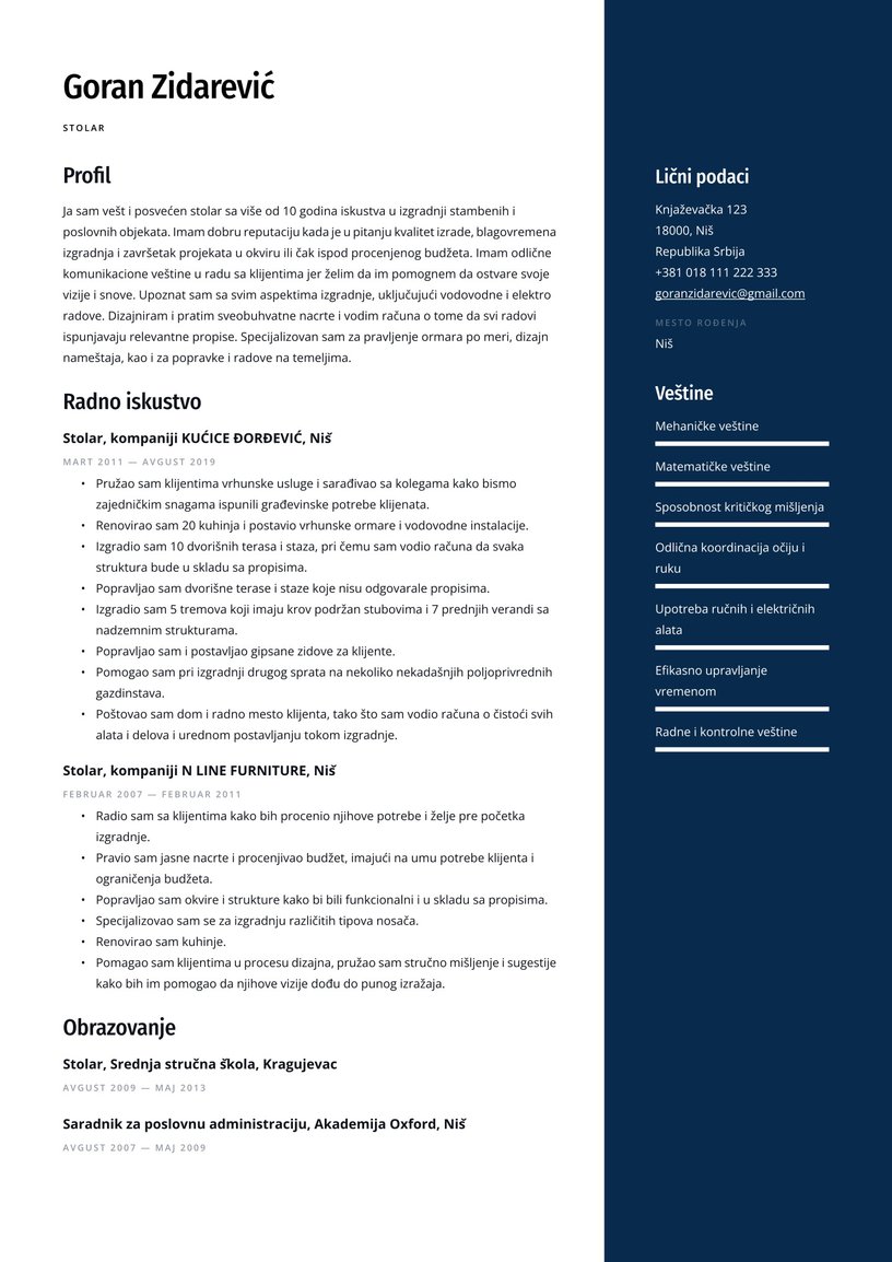 Besplatni kreator CV-jeva - napravite CV koji donosi posao · CVapp.rs