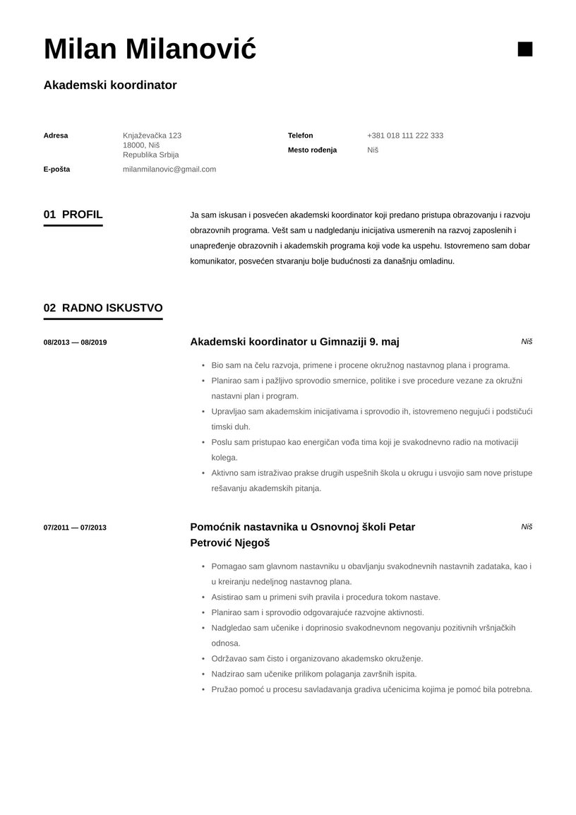 Besplatni kreator CV-jeva - napravite CV koji donosi posao · CVapp.rs