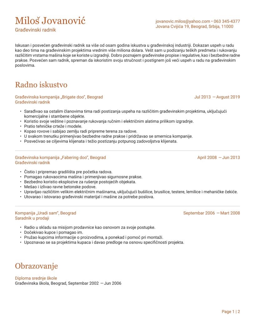 Besplatni kreator CV-jeva - napravite CV koji donosi posao · CVapp.rs