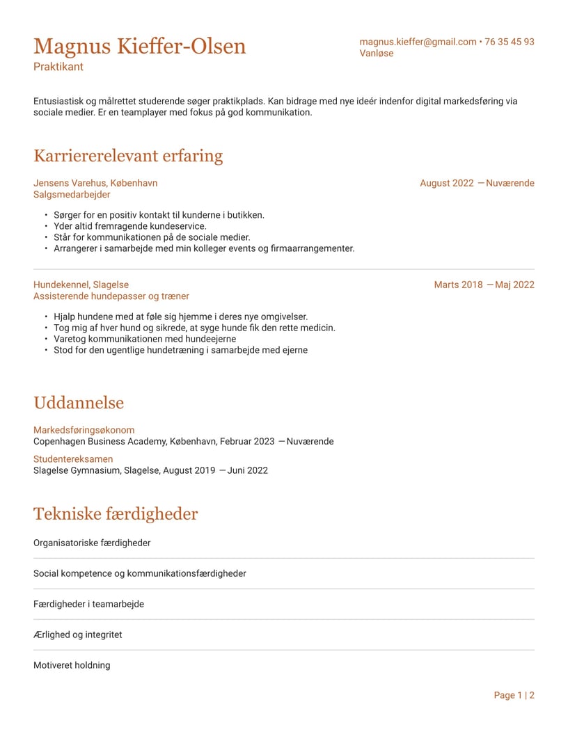 Opret dit jobvindende CV - (Gratis) Skabelon · CV.dk