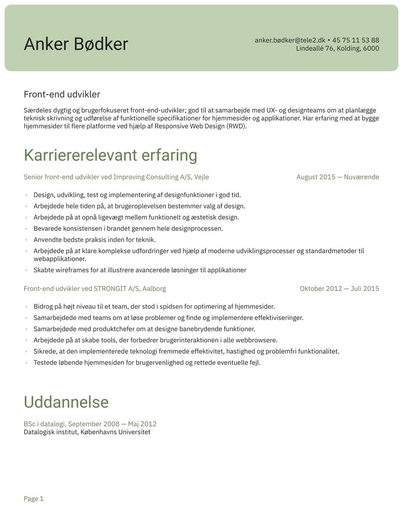 Opret dit jobvindende CV - (Gratis) Skabelon · CV.dk