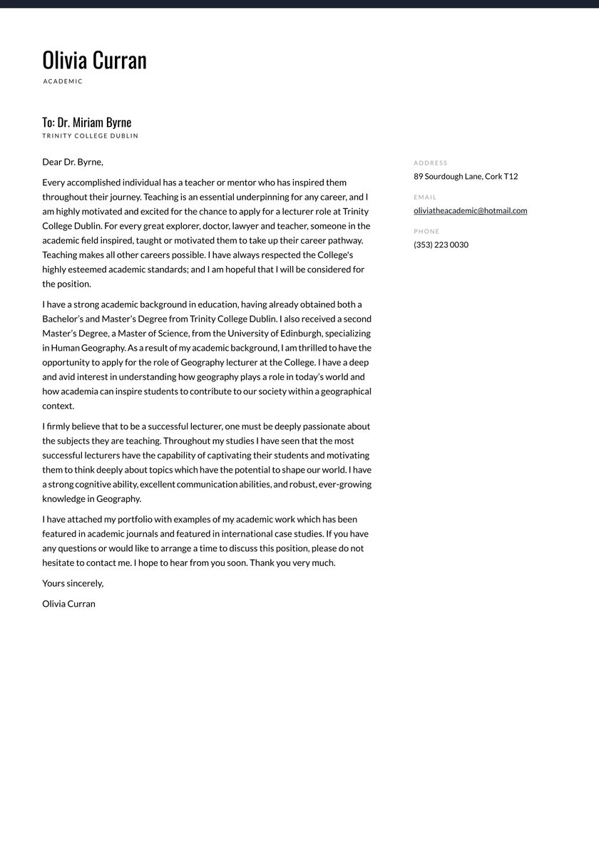 Academic Cover Letter Example PhD Cover Letter Examples For UK Market