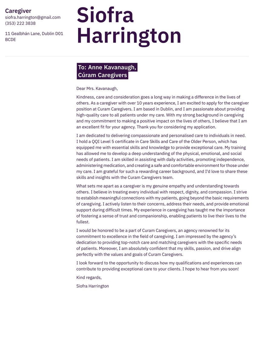 Caregiver Cover Letter Free Printable Cover Letter Templates You Can