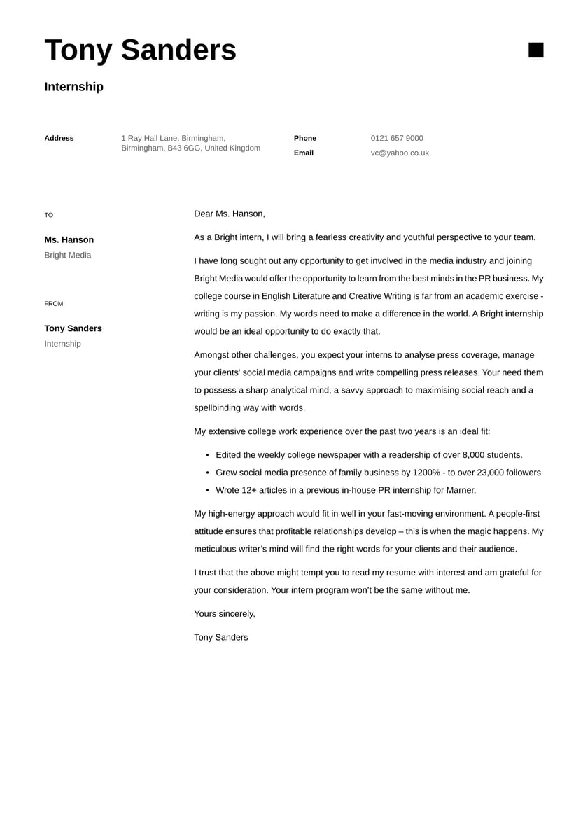 Recommendation Info About Motivation Letter Example Internship 