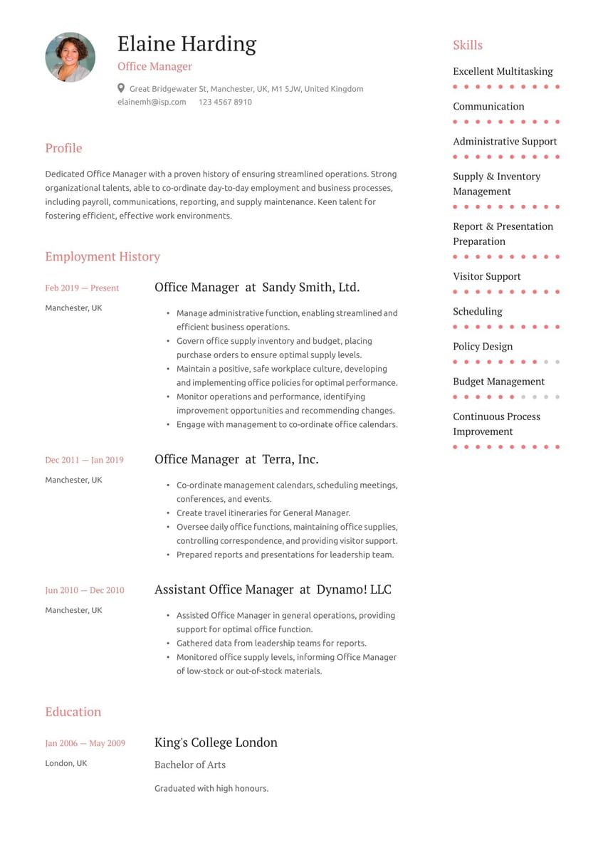 Office Manager Resume Template
