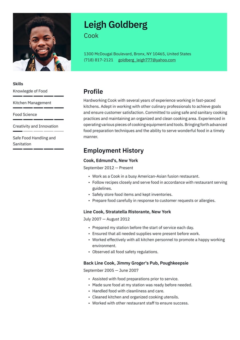 Top 49 Chef Cv Template Word Update Ecurrencythailand