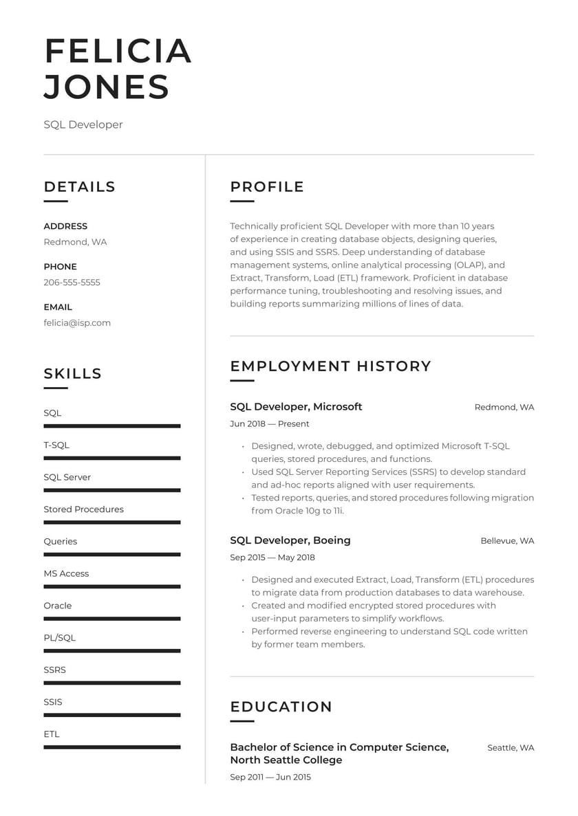 Pl Sql Developer Resume SQL Server Developer Resume Samples