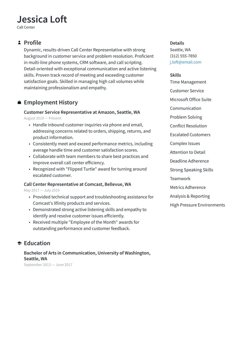 Call Center Rep Resume 17 Call Center Representative Resume Examples