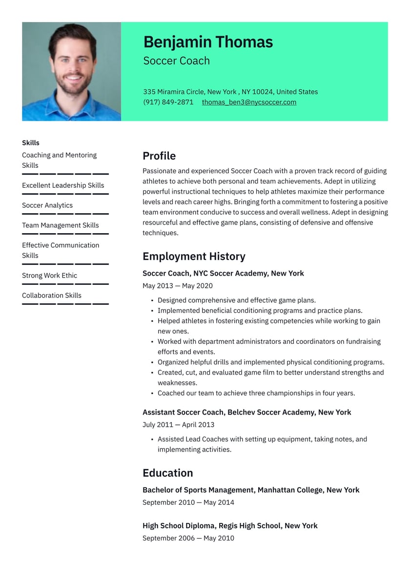 Soccer Resume Examples ChristopherFuchs Blog