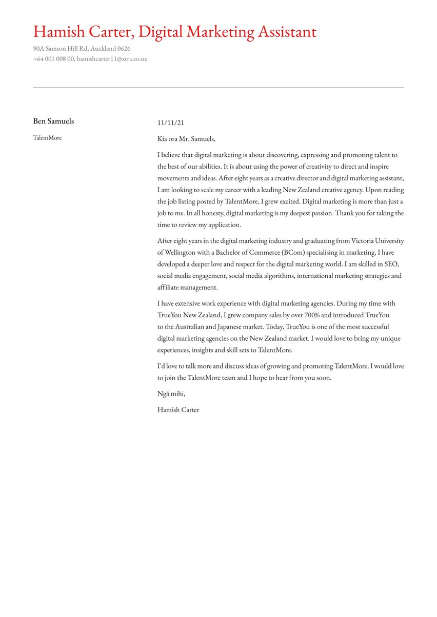 Graduate Student Cover Letter Sample