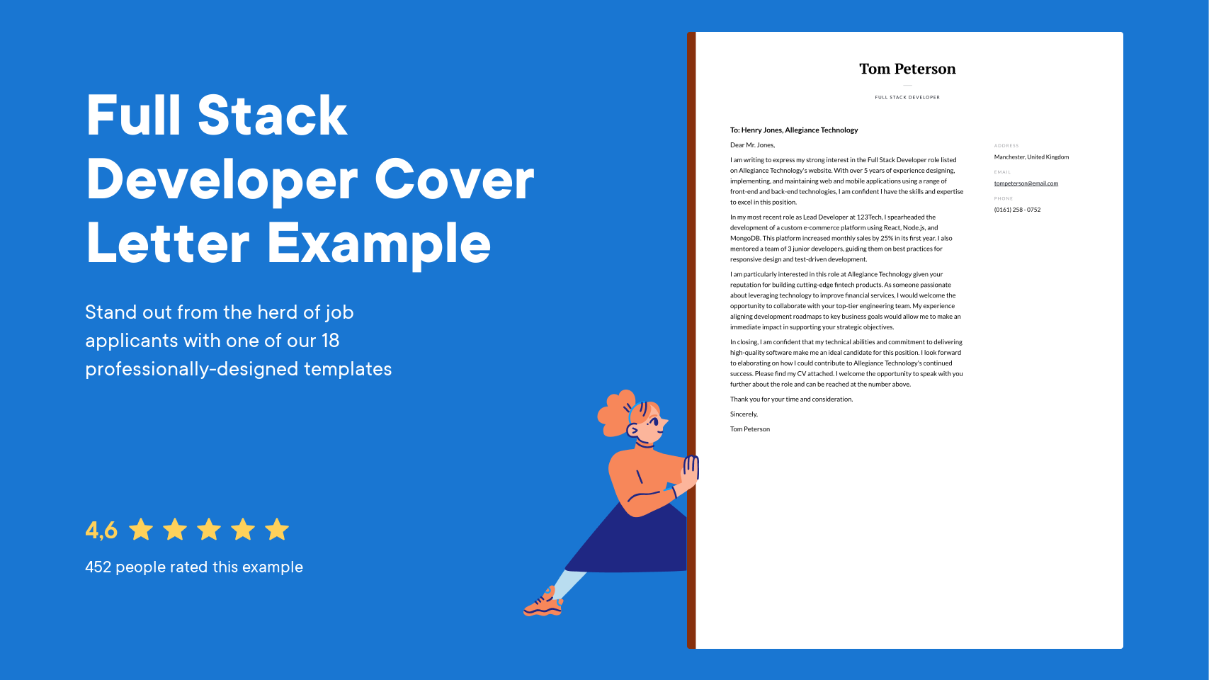 Full Stack Developer Cover Letter Examples for UK Market (2025) · Resume.io