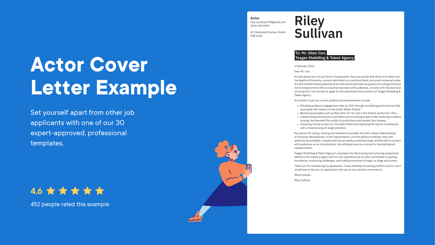 Actor Cover Letter Examples & Expert tips [Free] · CVapp.ie