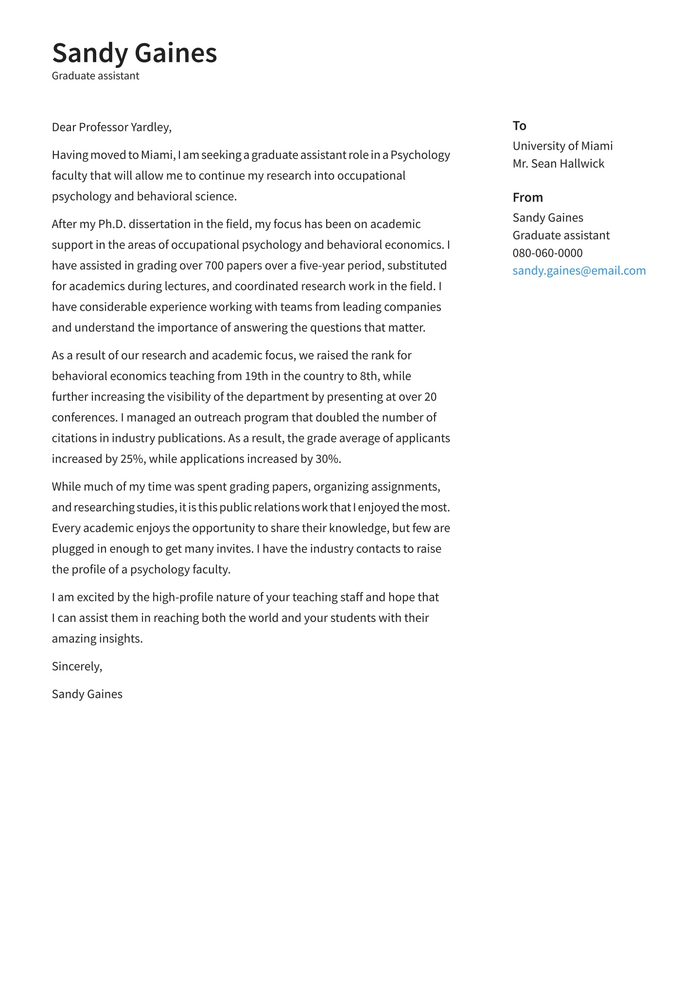 Graduate Assistant Cover Letter Modern Cover Letter Templates: Free