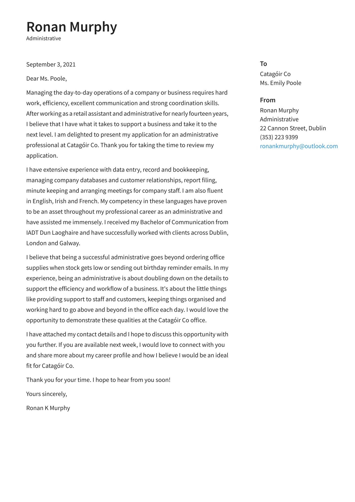 Examples Of Administrative Cover Letters Important Points To Include