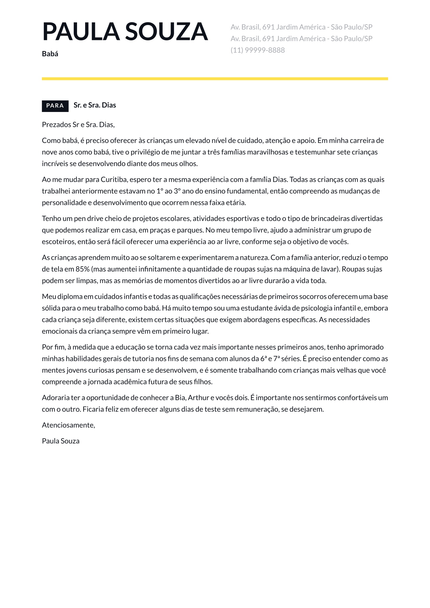 Exemplo De Carta De Recomendacao Carta De Apresentação Para