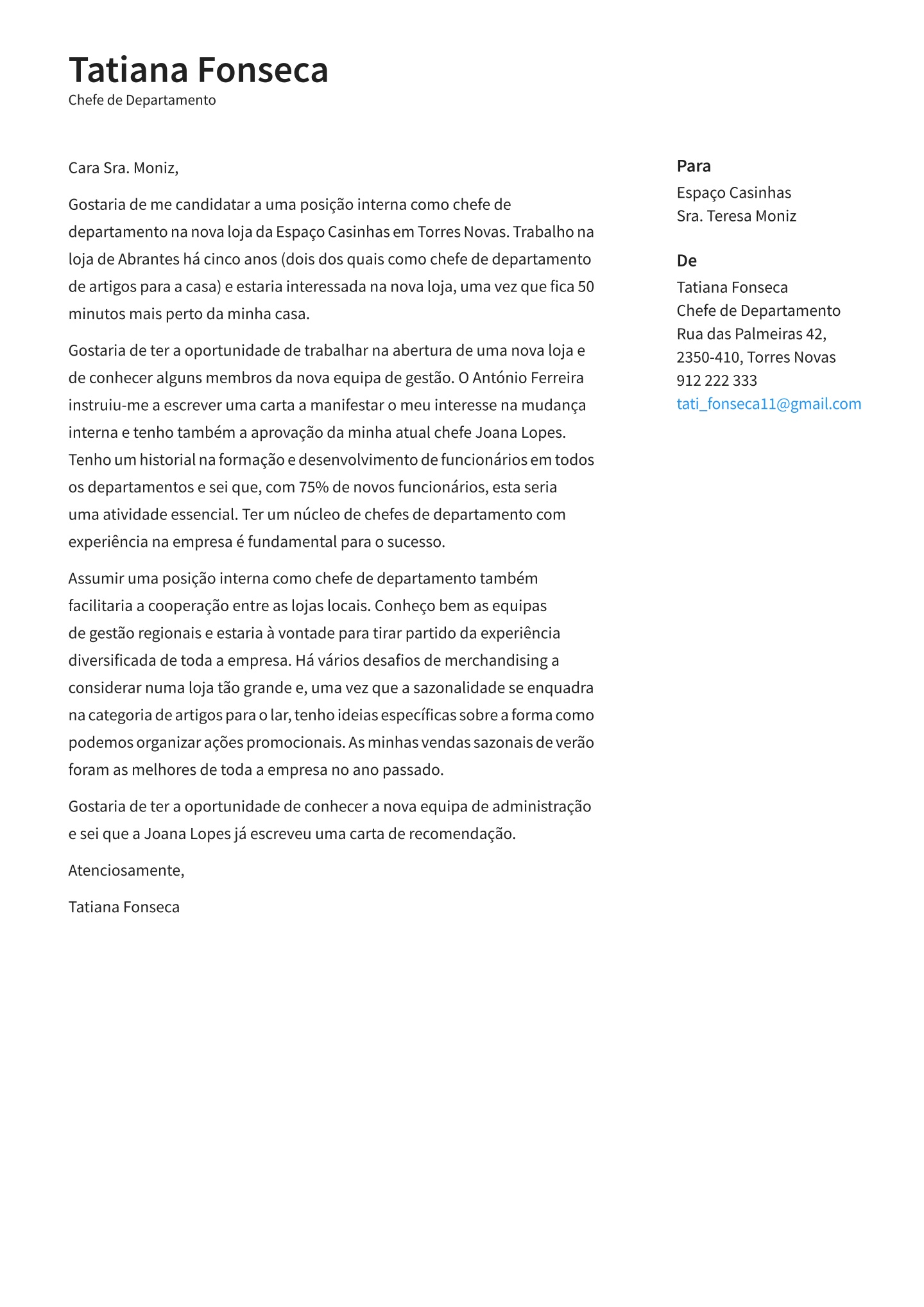 Carta De Candidatura A Emprego Numa Candidatura A Emprego, A Carta De