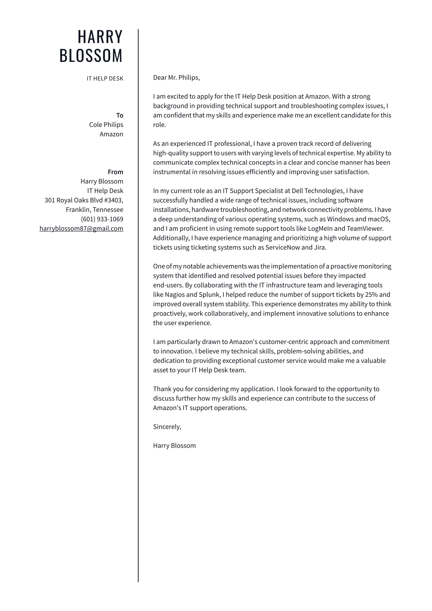 Help Desk Cover Letter Sample Free Cover Letter Maker Create A Cover