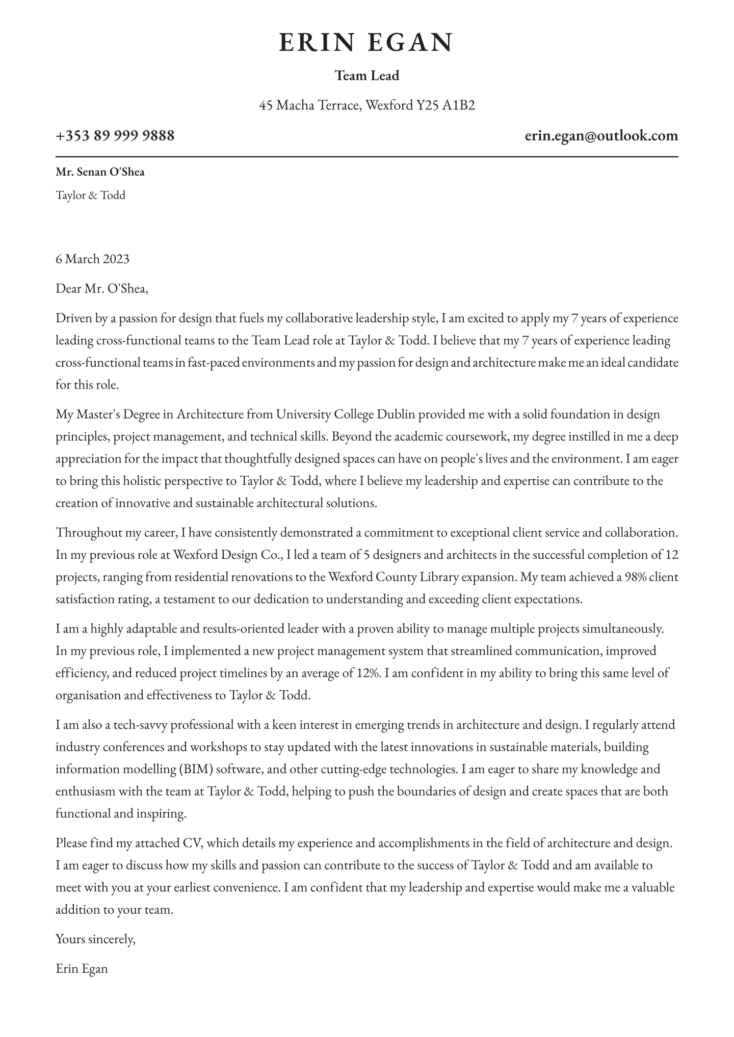 Cover Letter Team