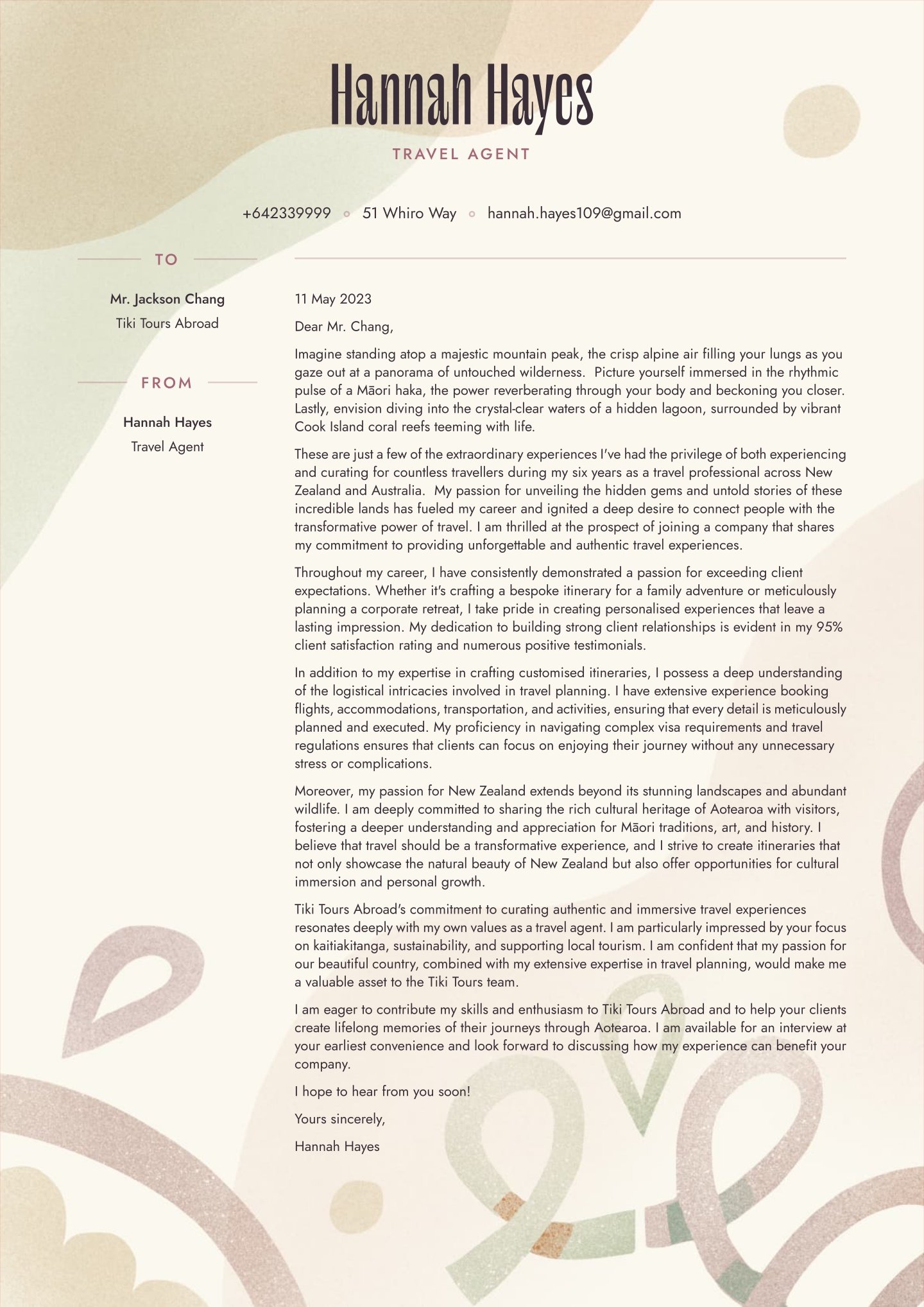 Travel Agent Business Letter