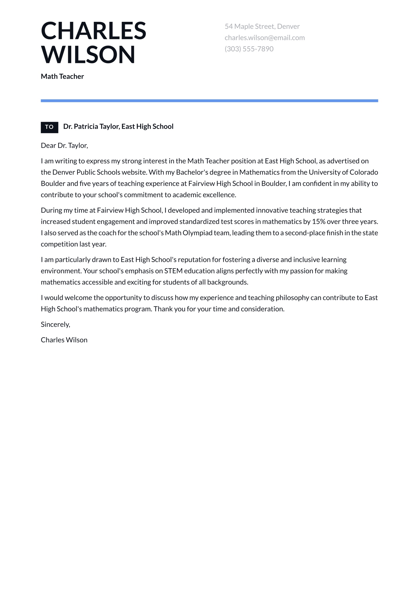 Math Teacher Cover Letter Math Teacher Cover Letter | Velvet Jobs