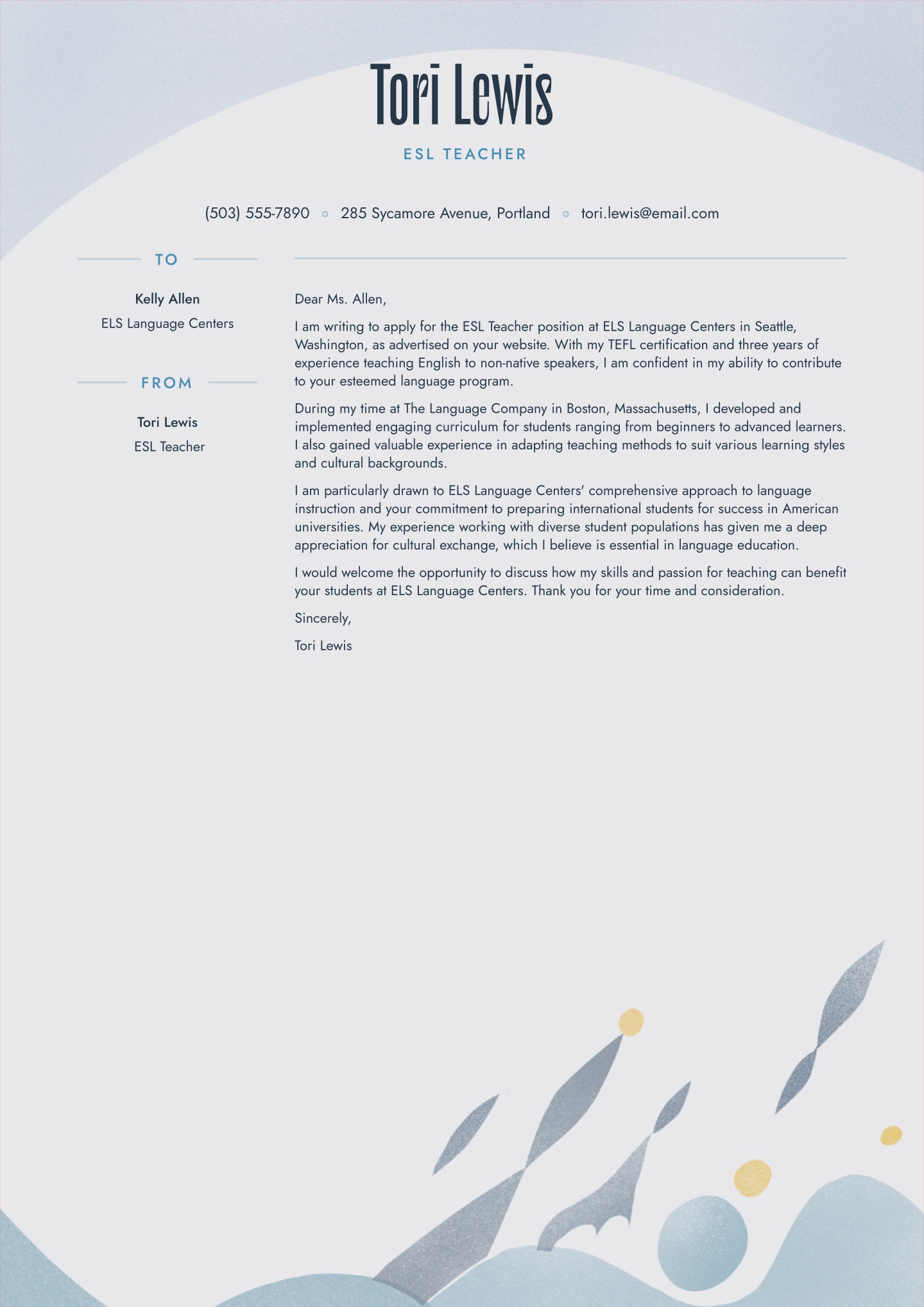 Teacher Cover Letter Template