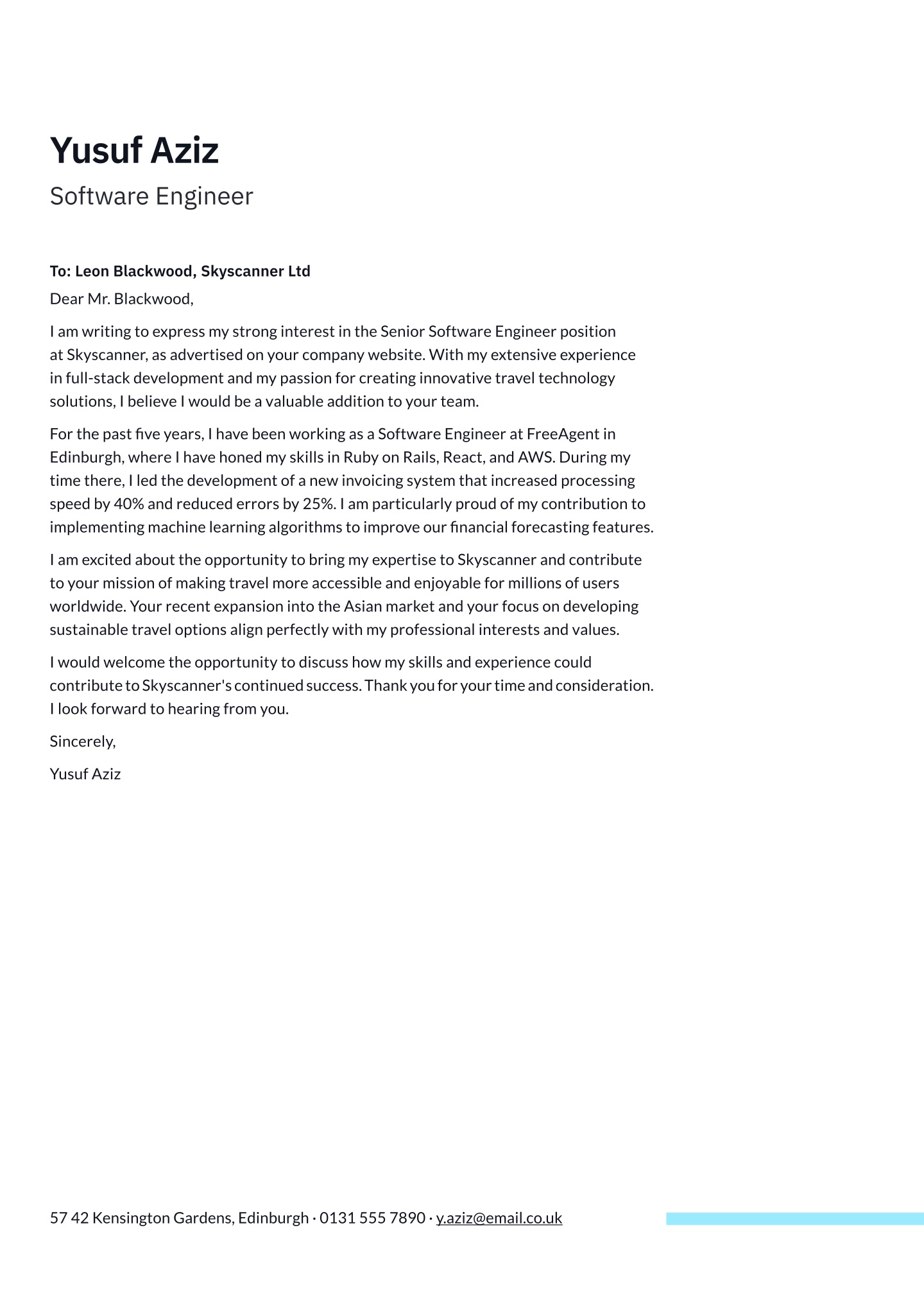 Cover Letter Computer Science 5 Computer Science Cover Letter Examples