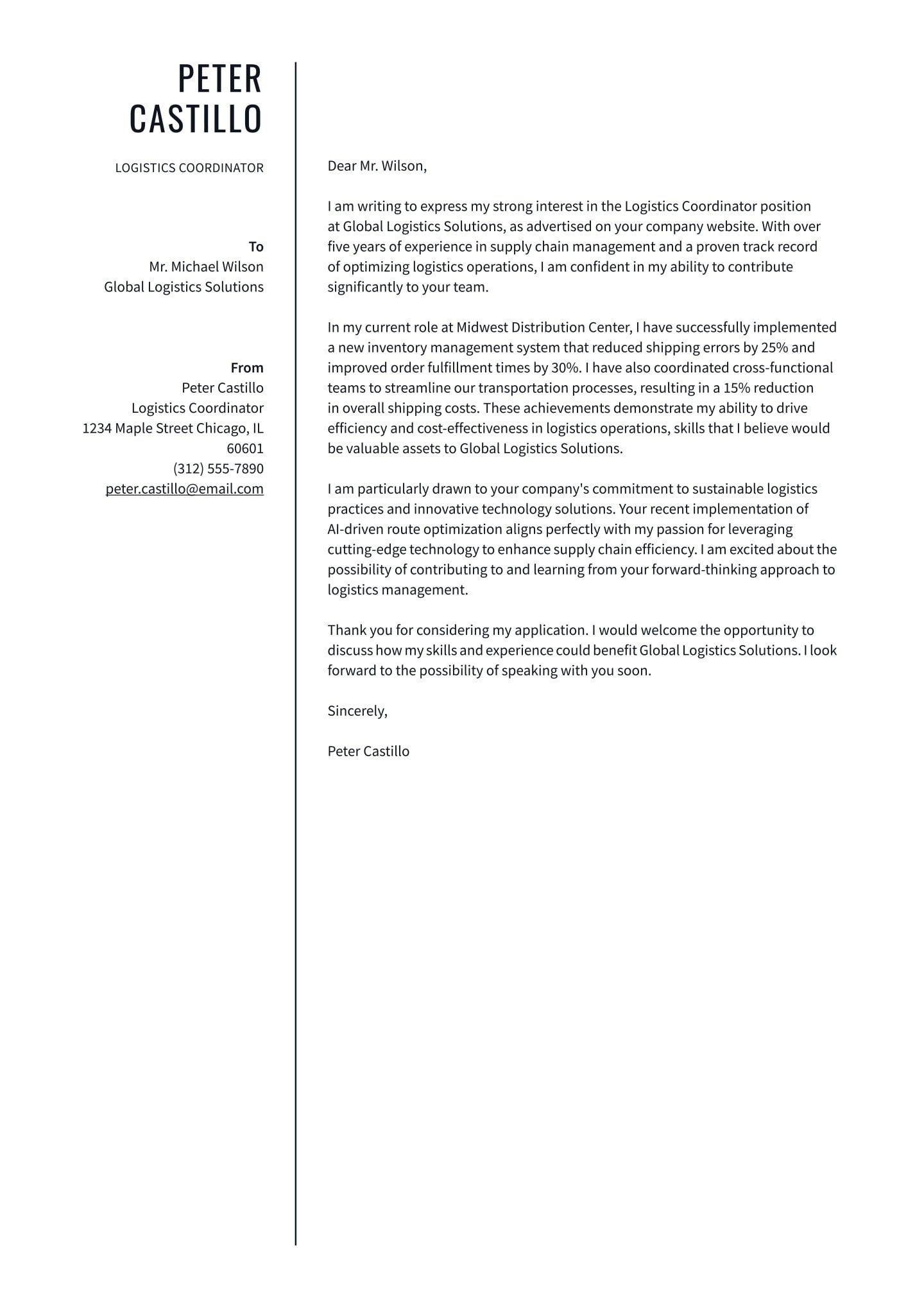 Buyer Cover Letter Sample