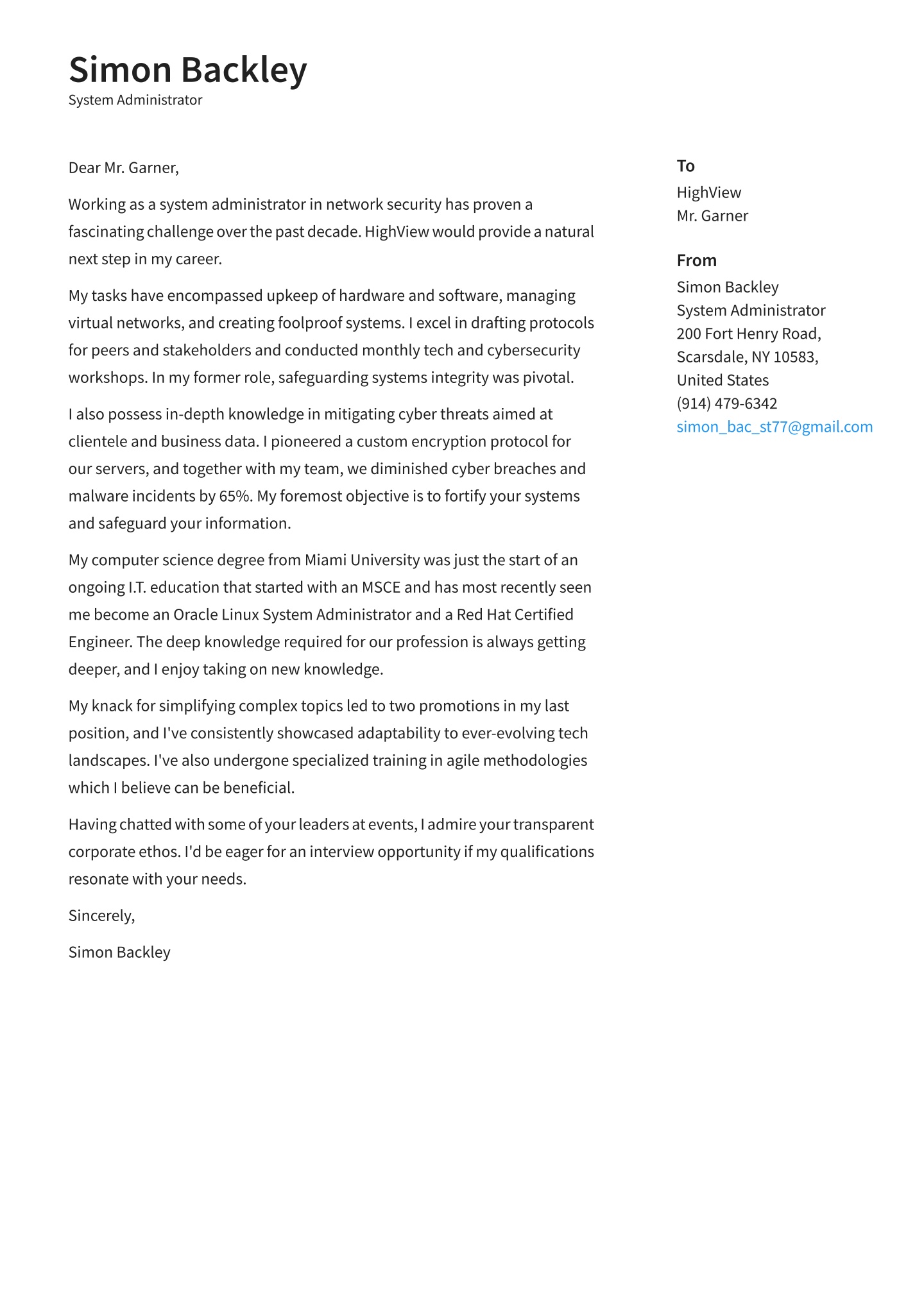 Network Administrator Cover Letter Sample Free Cover Letter Examples