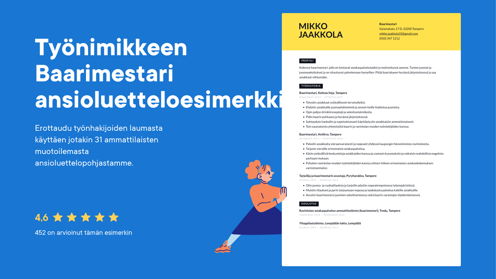 Baarimestari – Ansioluetteloesimerkit ja kirjoitusohjeet 2025 (Ilmainen opas) · cvapp.fi · Cvapp.fi