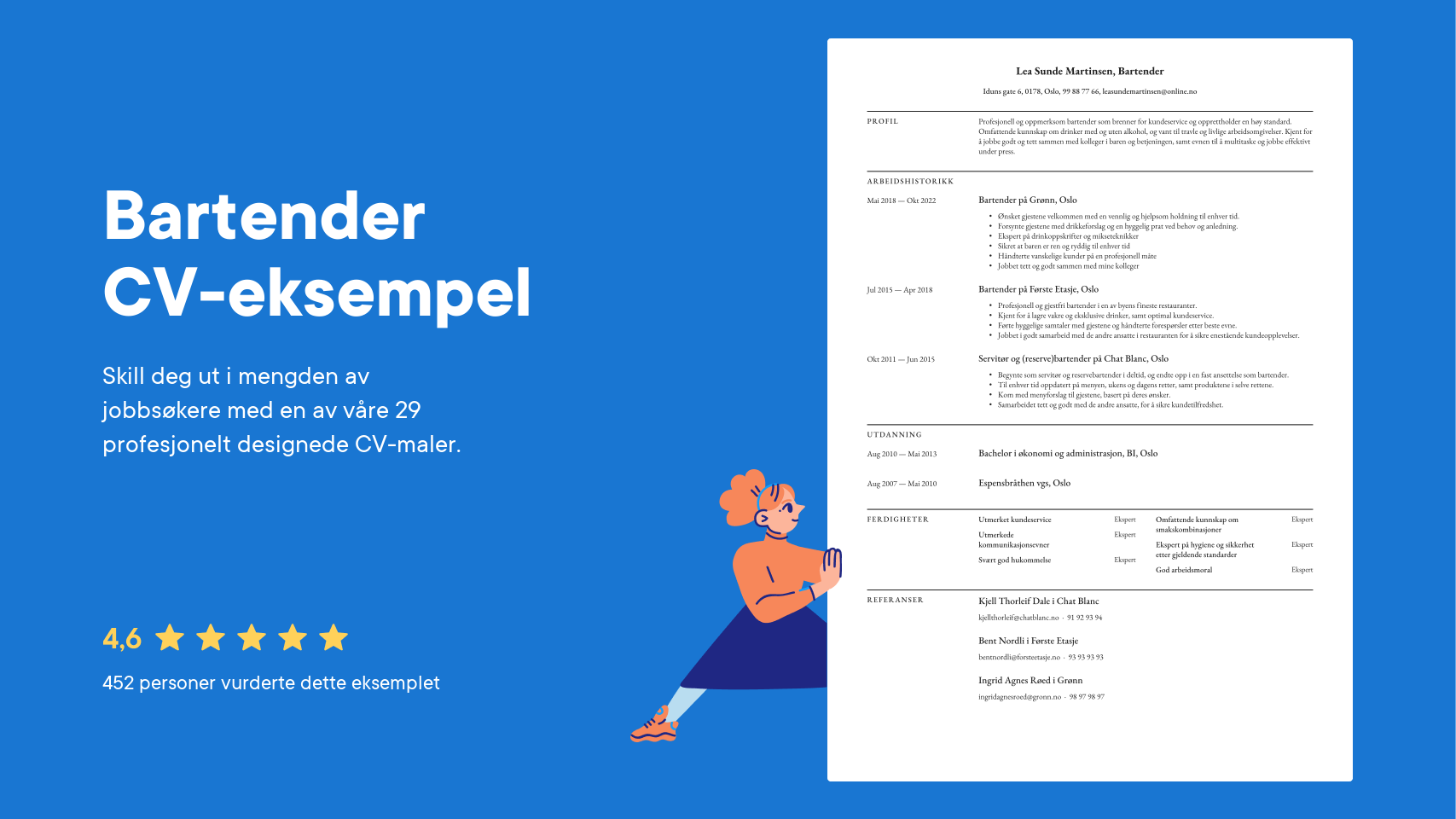 CV-eksempler og skrivetips for en Bartender i 2025 (gratis guide ...