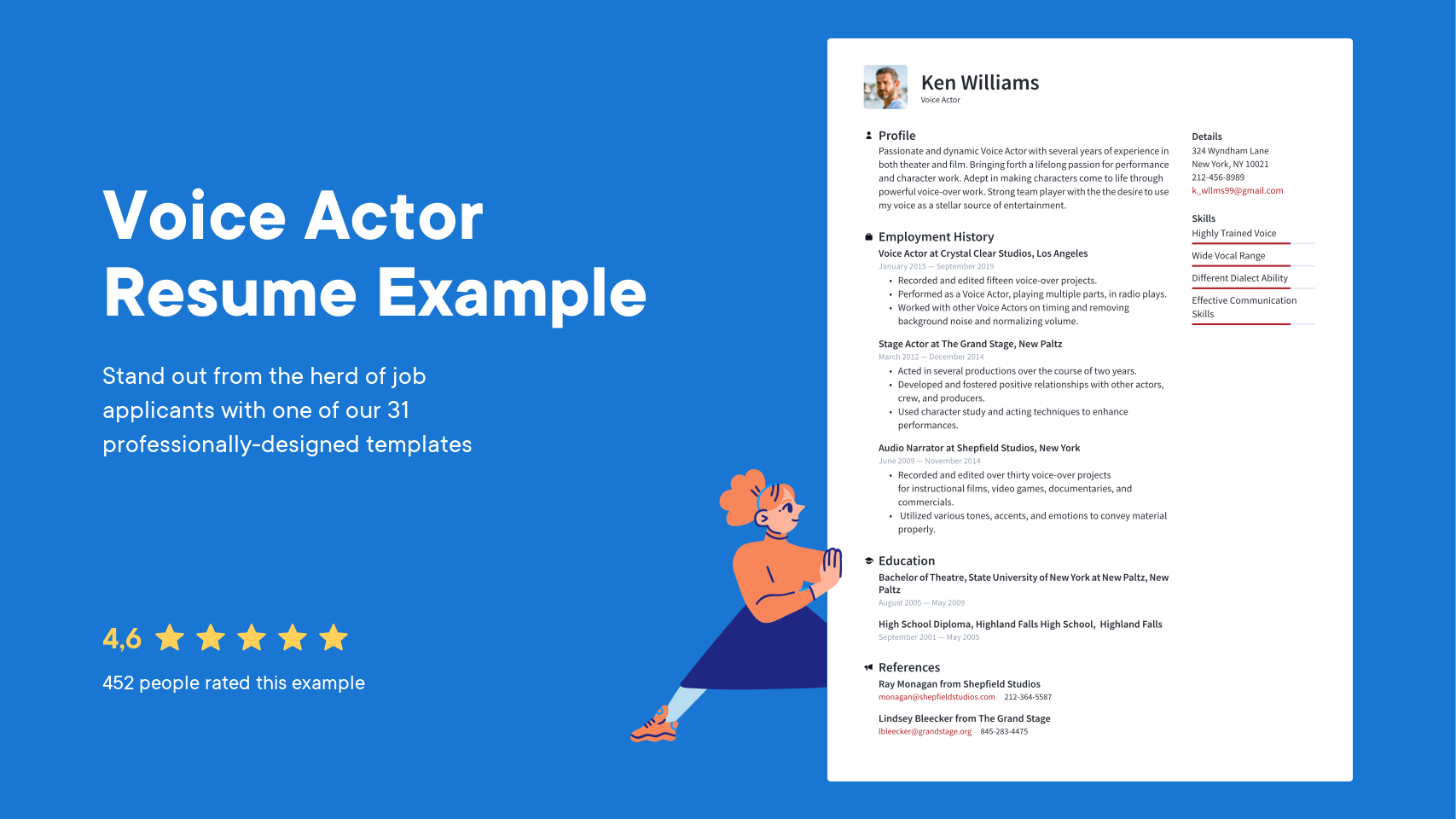 Voice Actor Resume Examples Writing Tips 2023 Free Guide 