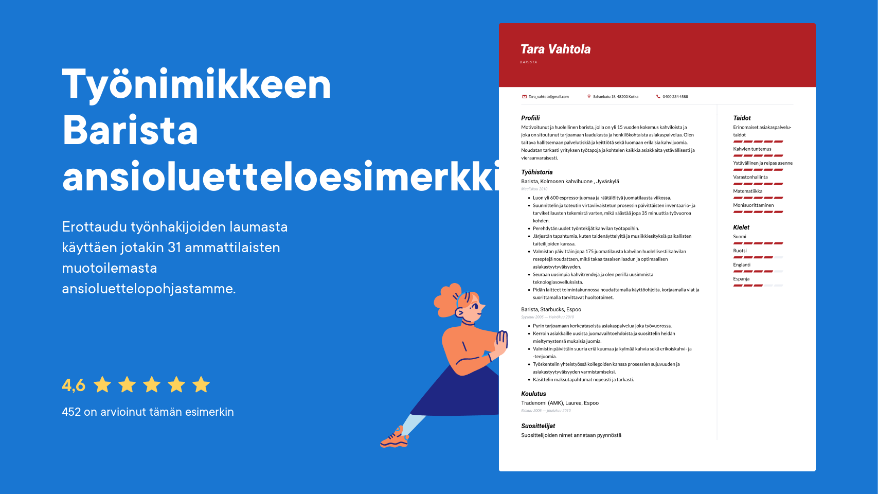 Barista – Ansioluetteloesimerkit ja kirjoitusohjeet 2025 (Ilmainen opas) · cvapp.fi · Cvapp.fi