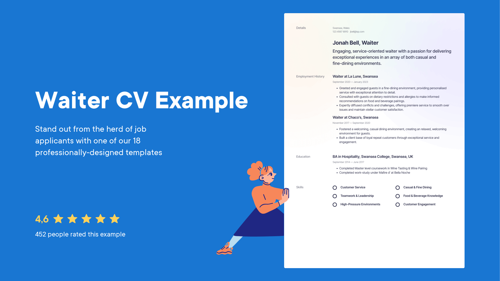 Waiter CV Examples & UK Templates (2025) · Resume.io