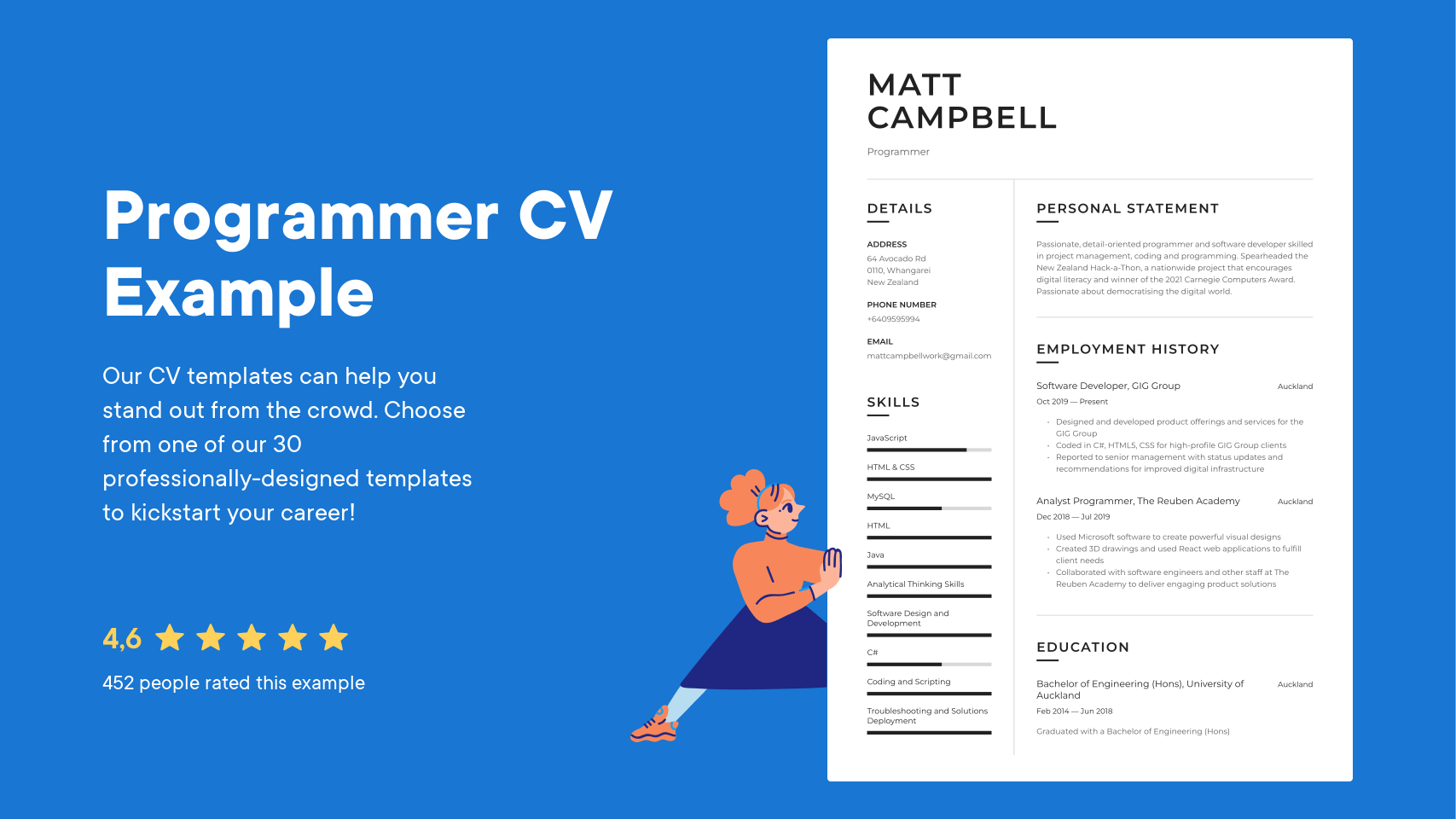 Programmer Cv Example And Template For New Zealand 2025 · Cvapp Nz