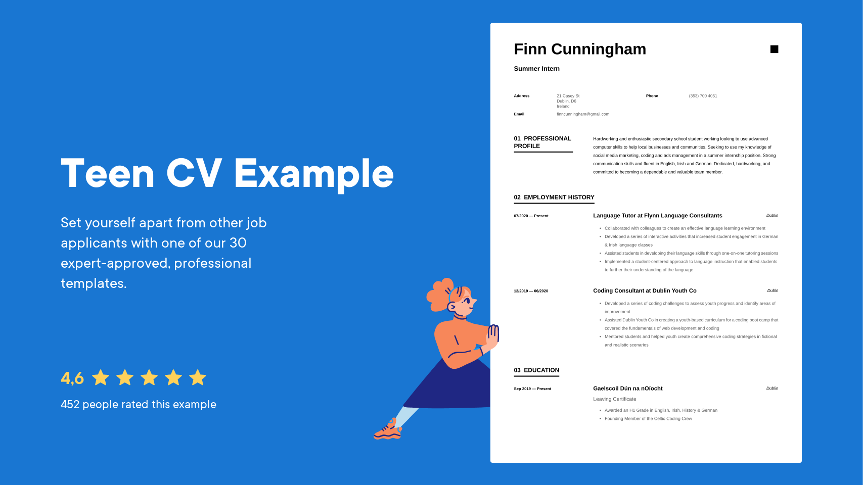 Teen CV Examples & Writing tips 2025 (Free Guide) · CVapp.ie
