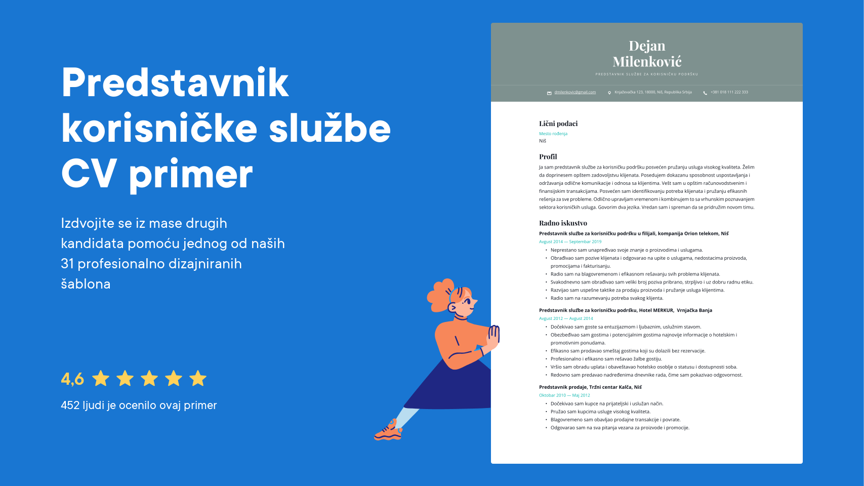 Predstavnik korisničke službe Primeri Cv-jeva i saveti za pisanje 2025 (Besplatan vodič) · CVapp.rs