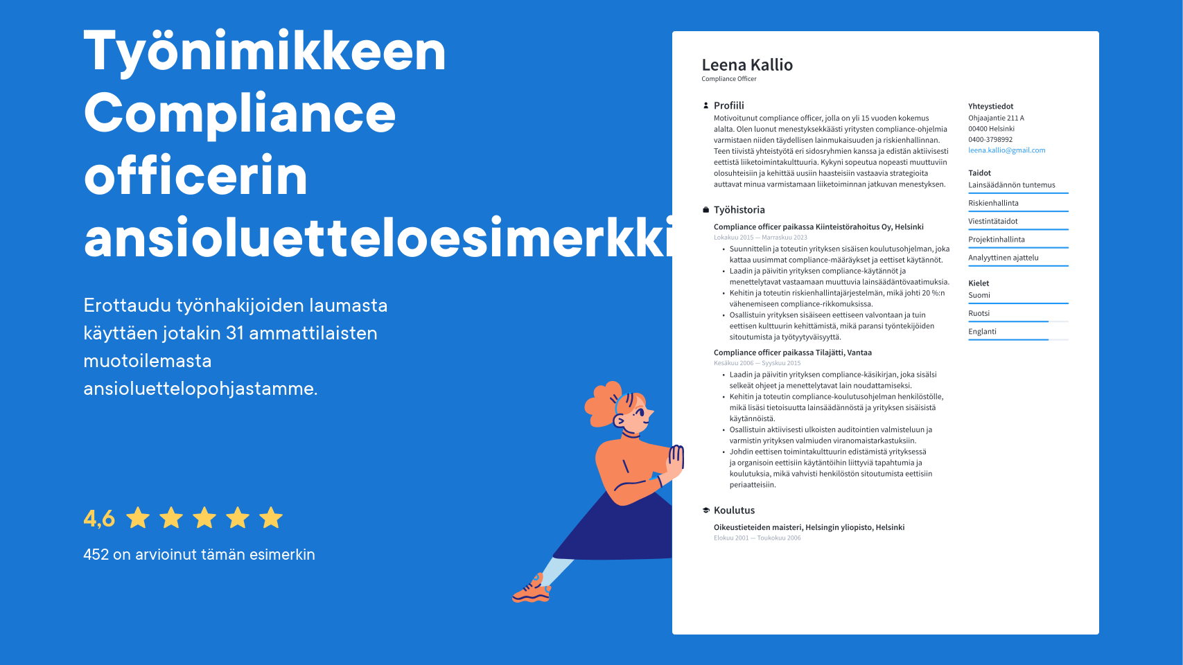 Compliance officerin – Ansioluetteloesimerkit ja kirjoitusohjeet 2025 (Ilmainen opas) · cvapp.fi ...