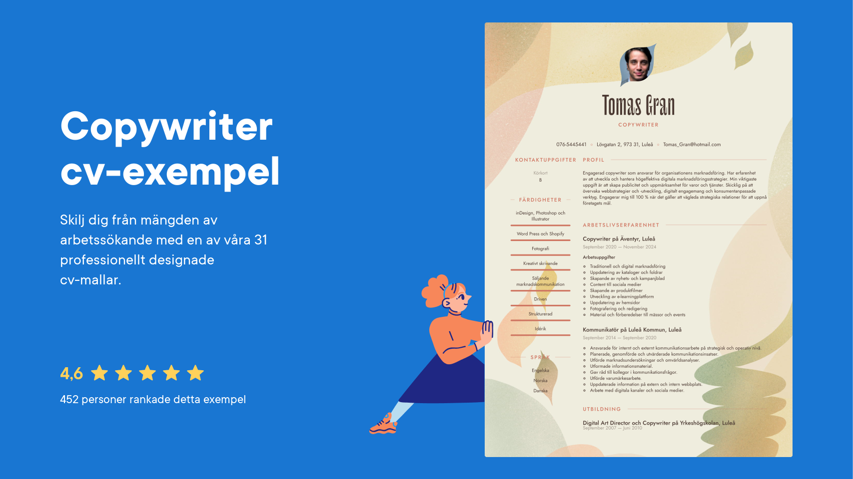 Copywriter cv-exempel & skrivtips 2025 (Gratis guide) · CVkungen.se