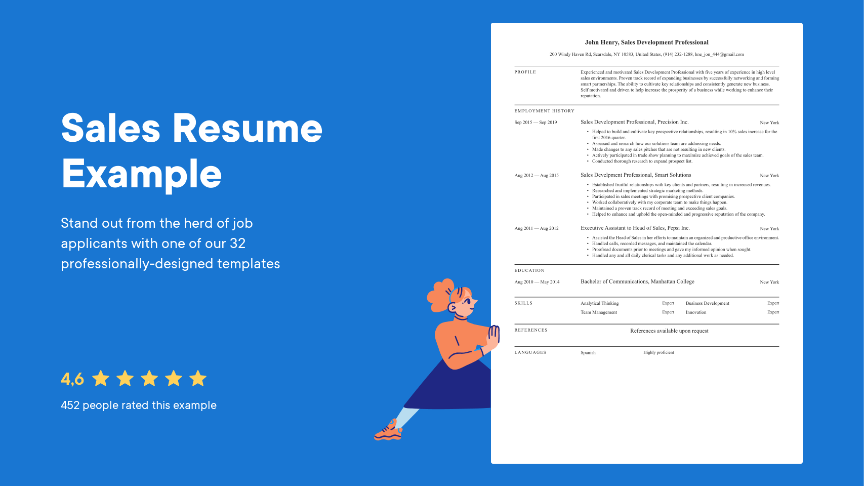 8+ Sales Resume Examples & Templates (2025) · Resume.io