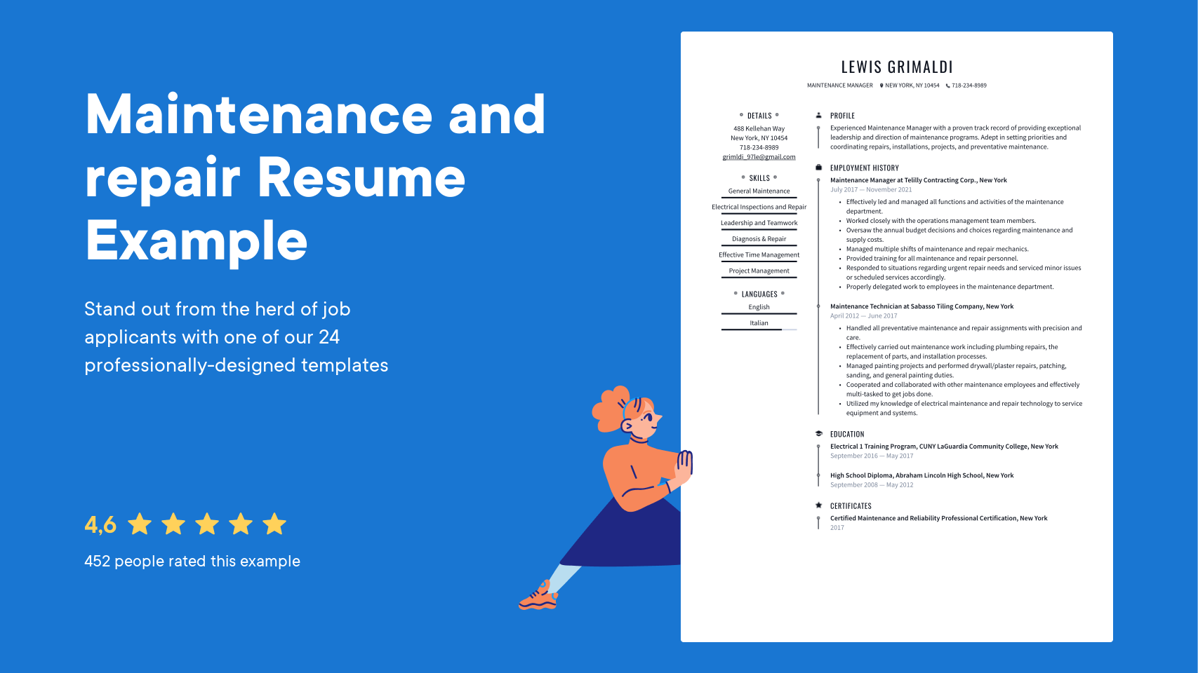 Maintenance and repair Resume Examples & Templates (2025) · Resume.io