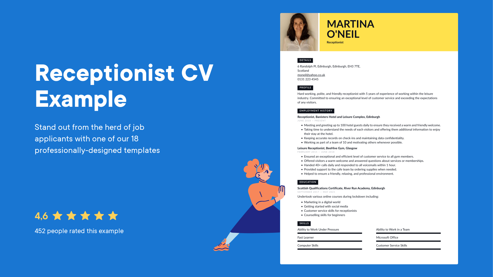 Receptionist Cv Example & Writing Guide · Resume.io