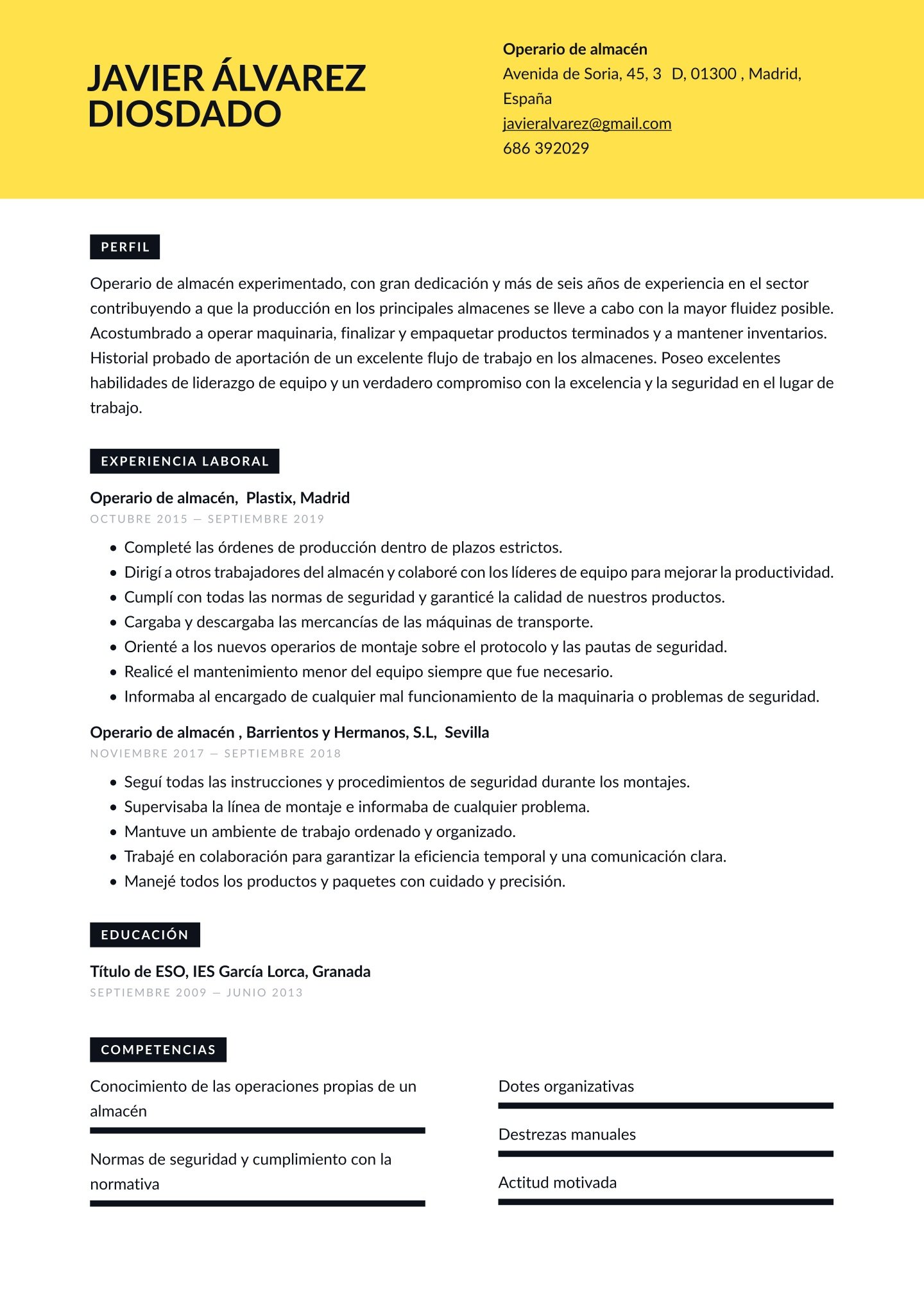 Ejemplos De Objetivos Para Currículums De Fabricación Plantillas De