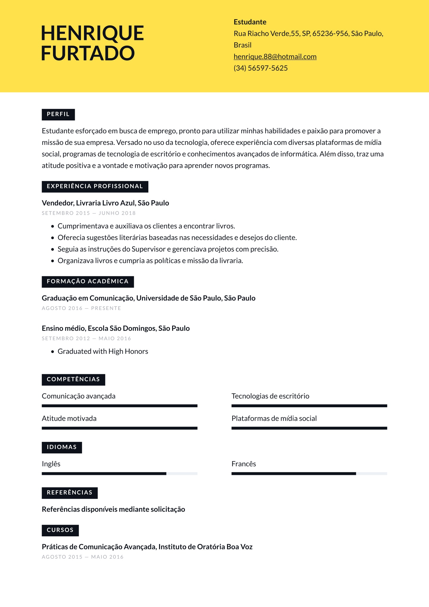 Exemplos De Curriculos De Estudantes Do Ensino Medio Sem Experiencia ...