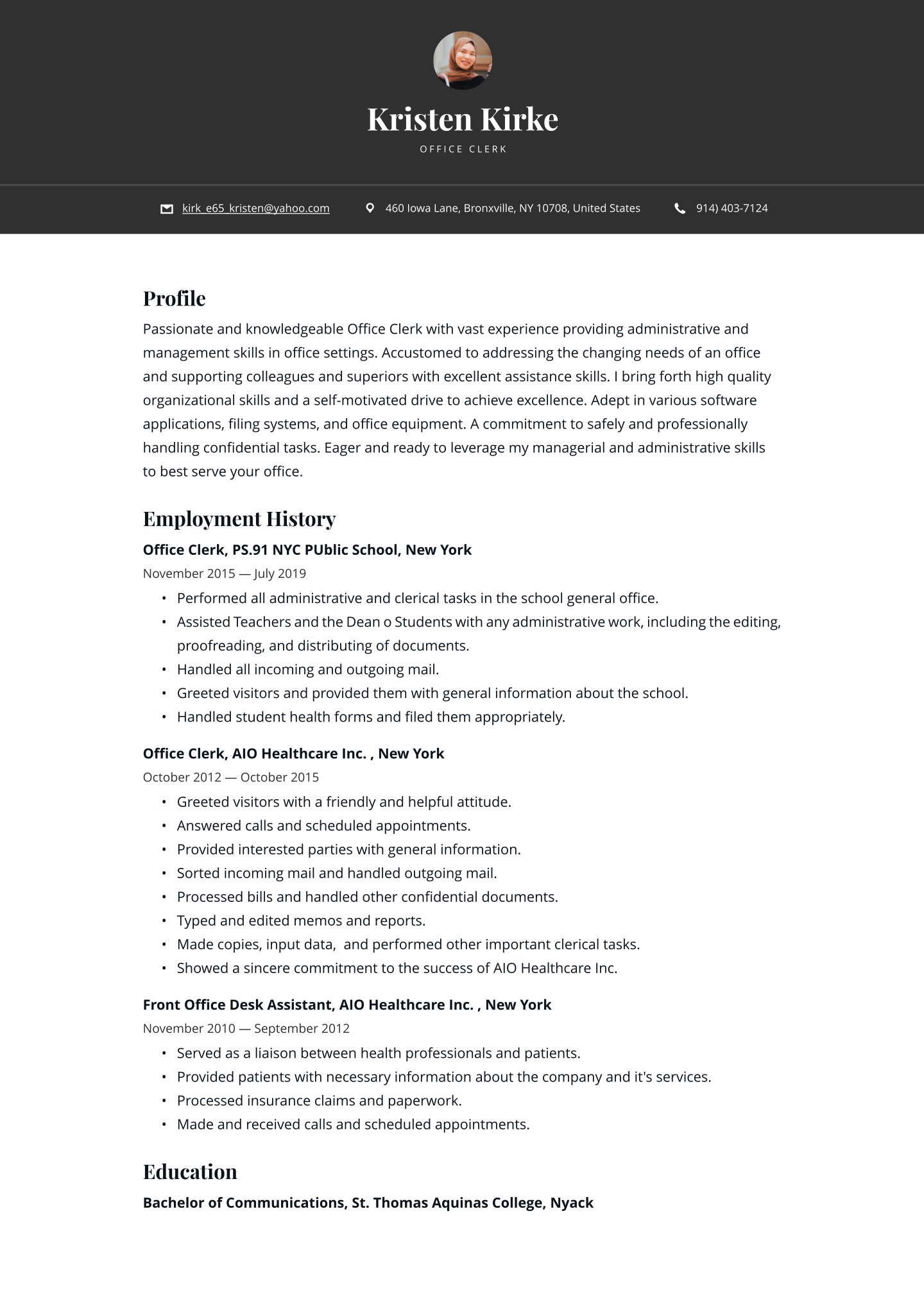 Office Clerk Resume Examples Templates 2024 Resume io